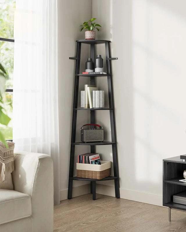 Rustic 5-Tier Corner Shelf Unit / Scandinavian Ladder Bookshelf ...